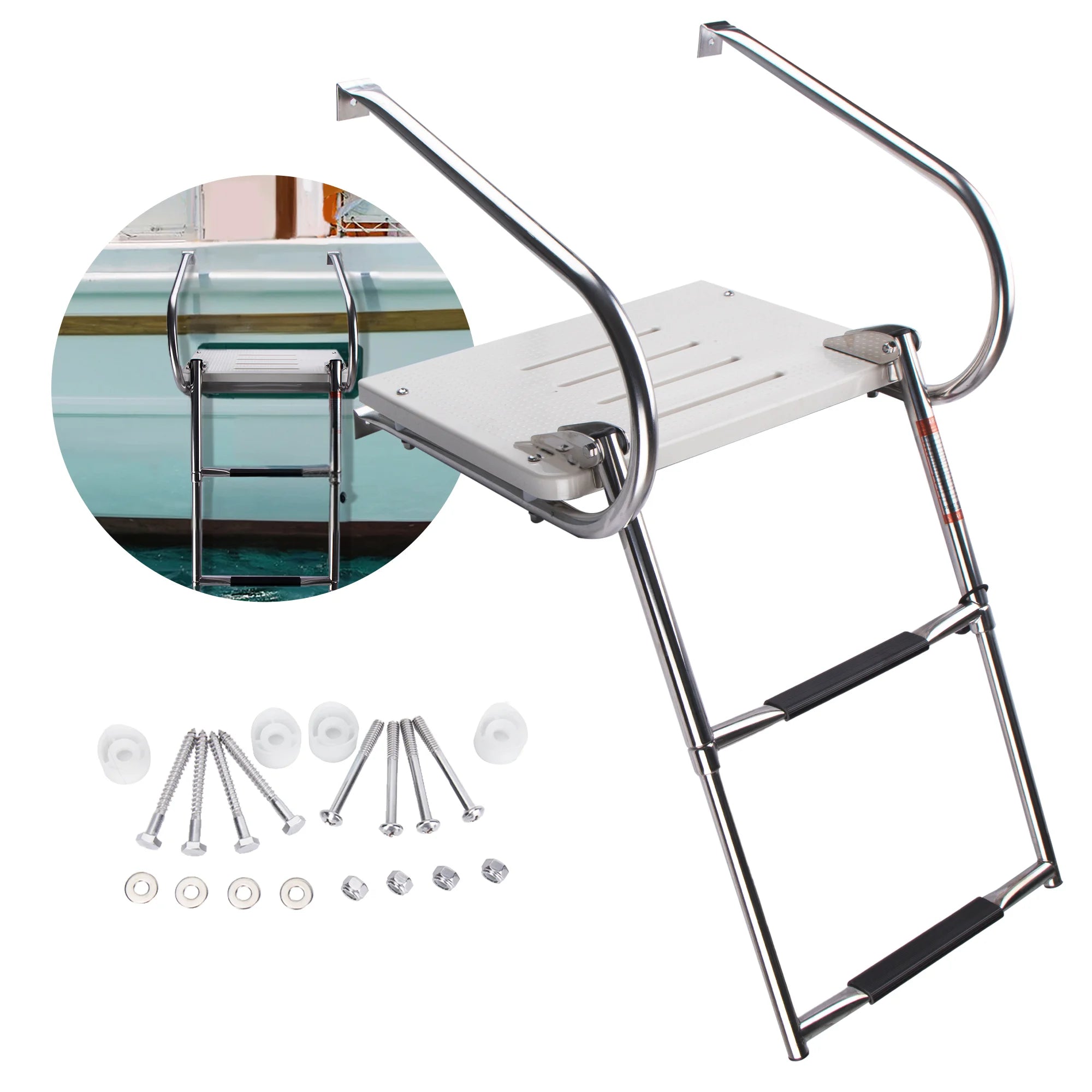 2-Step Boat Ladder with Swim Platform, Perfect for Diving or Boarding ...